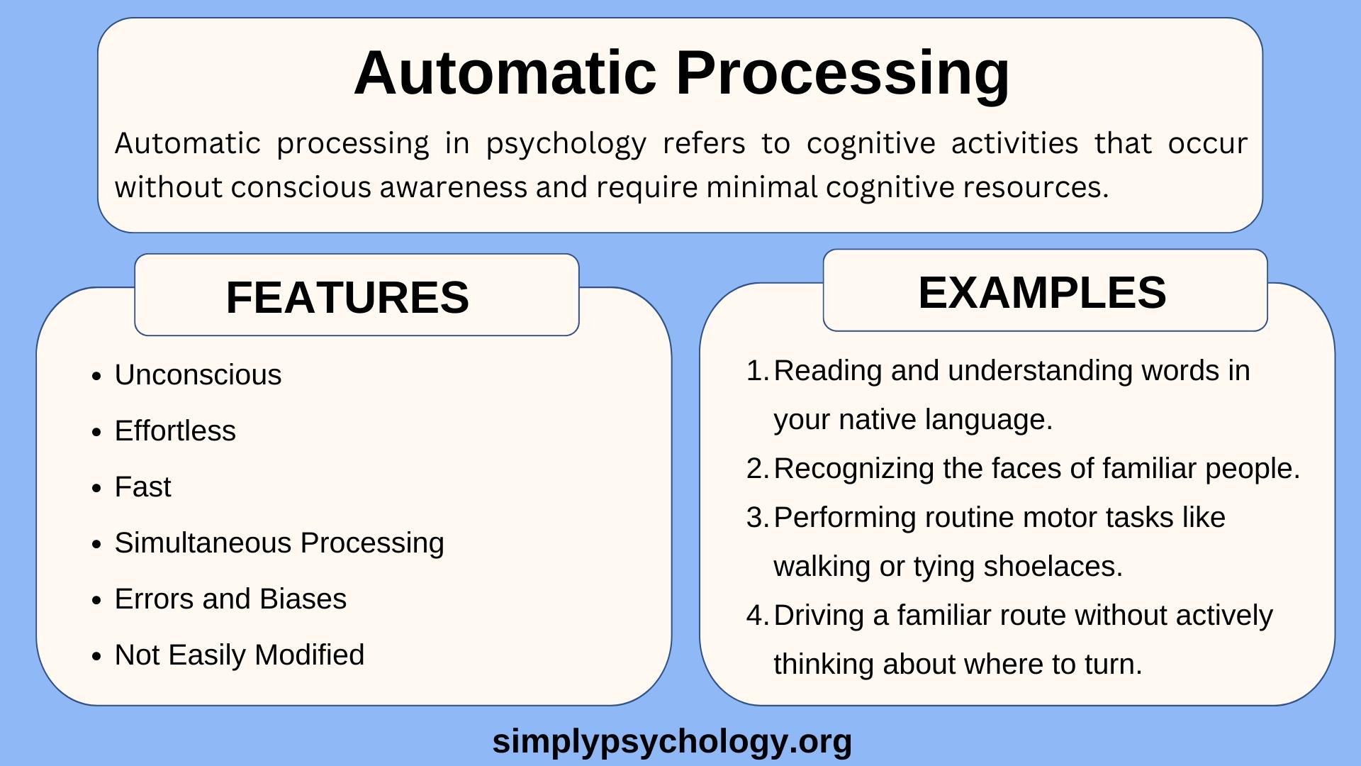 Automatic Processing In Psychology Definition Examples